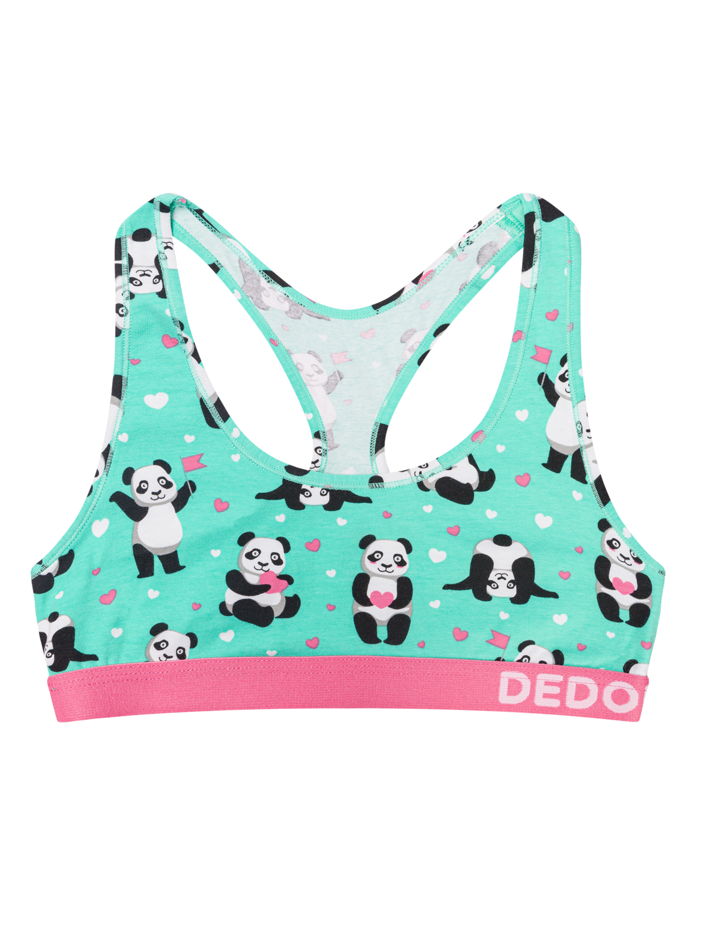 Bralette rigolote pour femmes Panda et petits cœurs | Dedoles