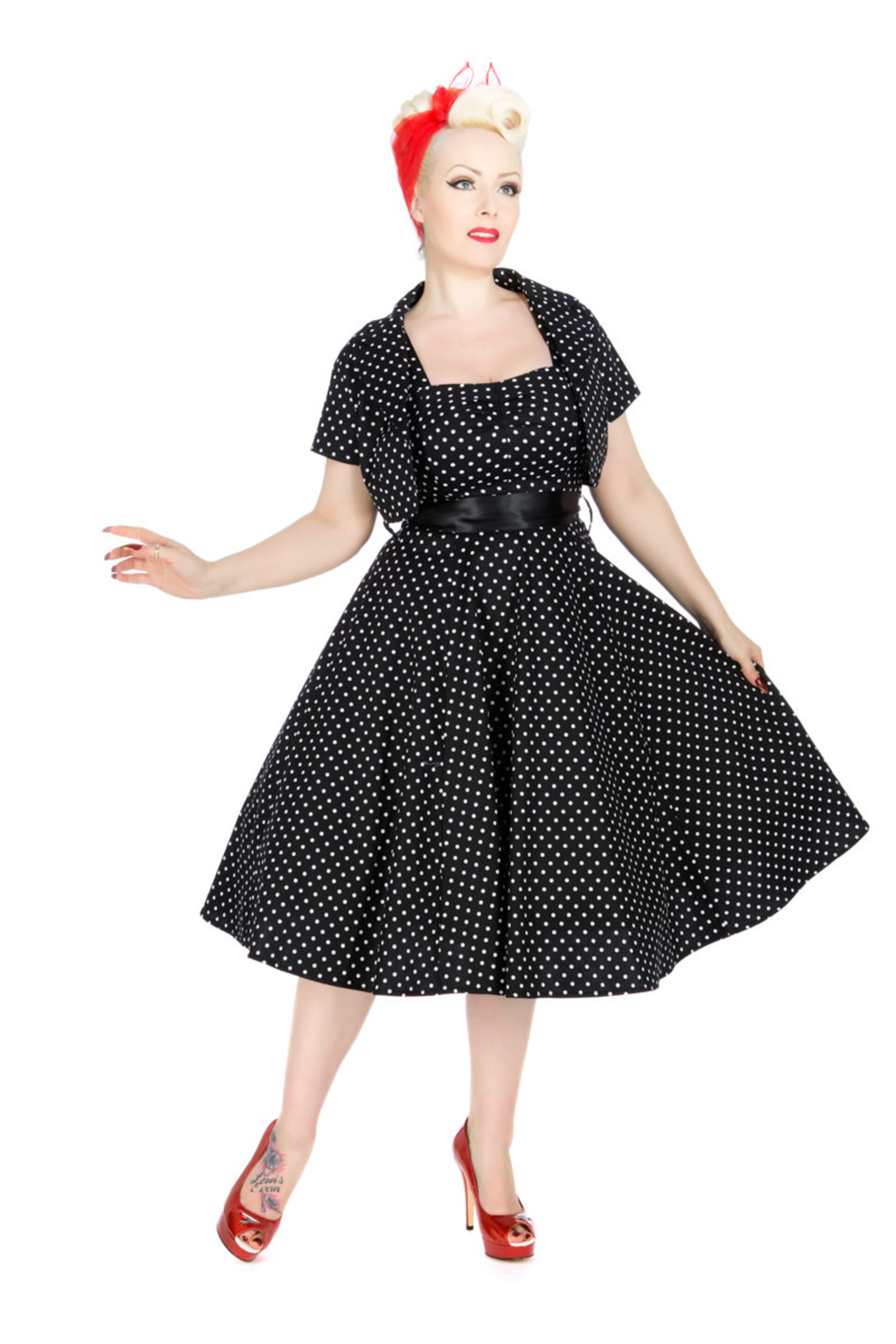 Rochie neagră cu buline retro pin up | Dedoles