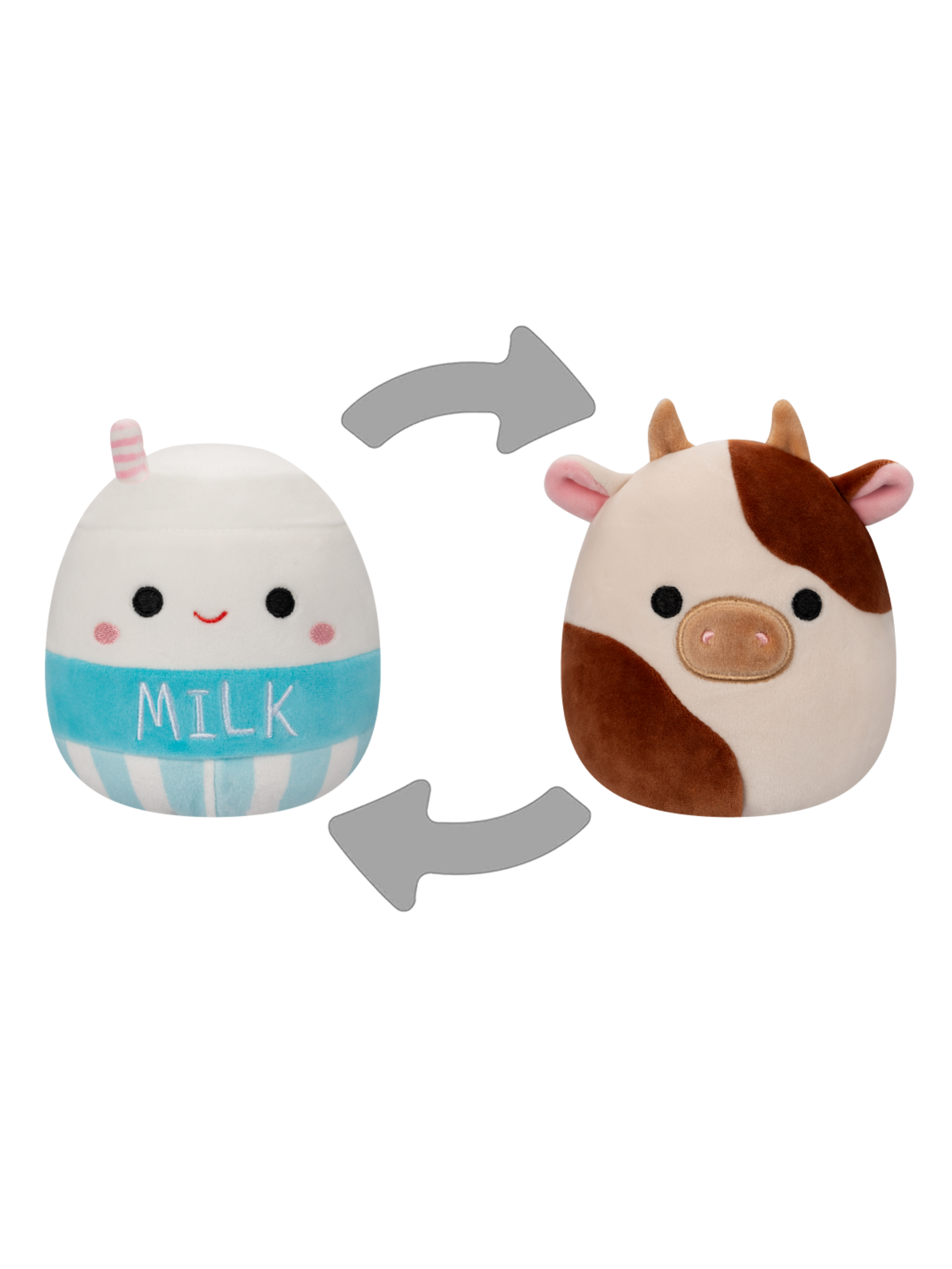 Squishmallows 2 v 1 Krava Ronnie in tetrapak mleka Melly, 13 cm | Dedoles