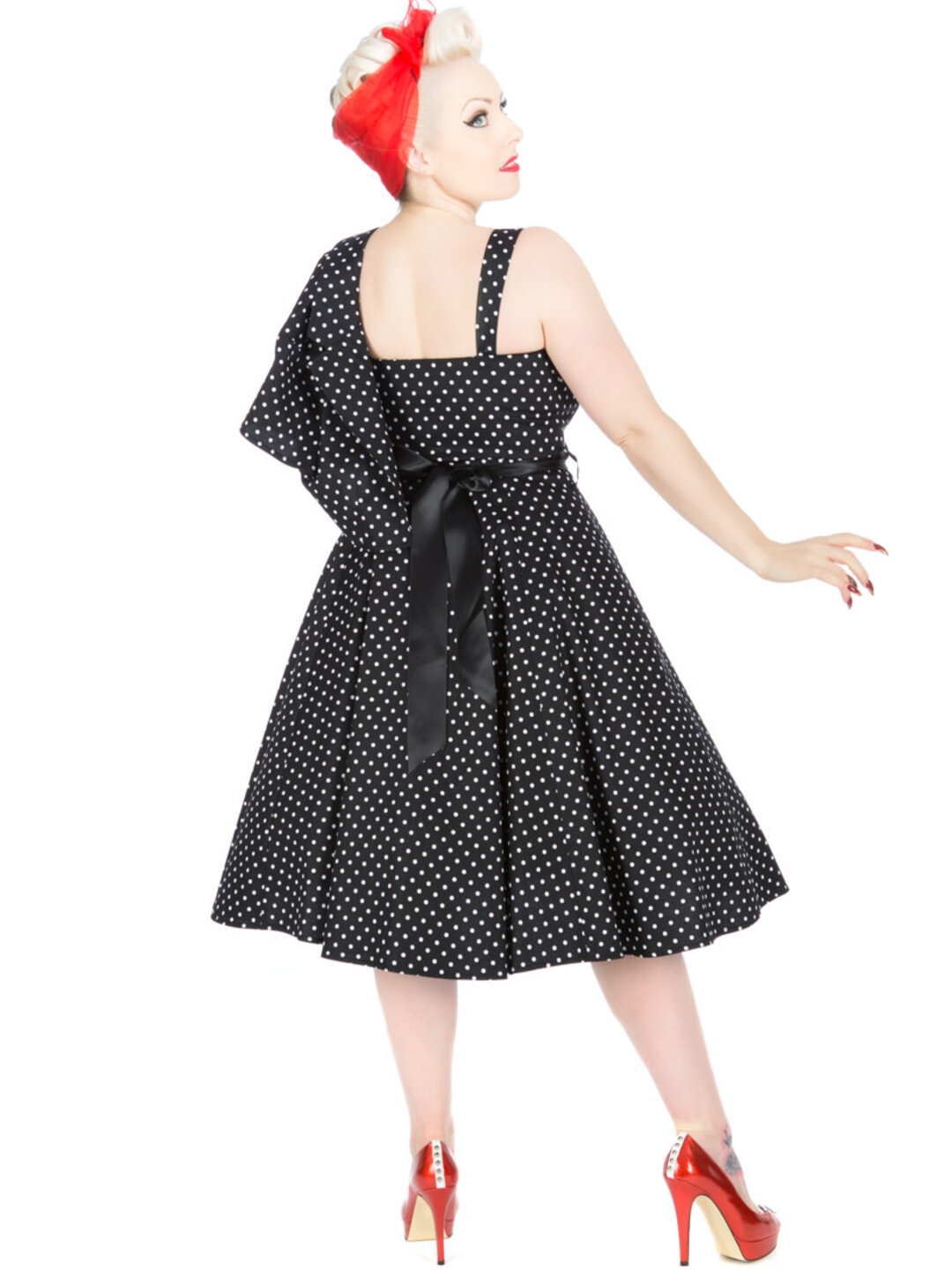 Rochie neagră cu buline retro pin up | Dedoles