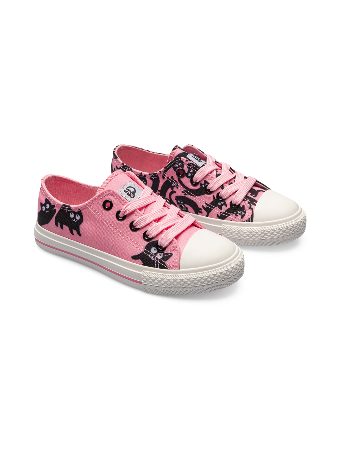 Wesołe buty płócienne dla dzieci Różowe koty | Dedoles