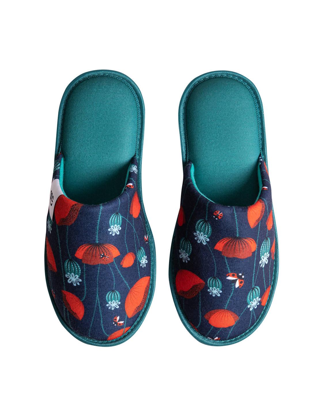 Slippers Ladybugs & Poppy Flowers | Dedoles