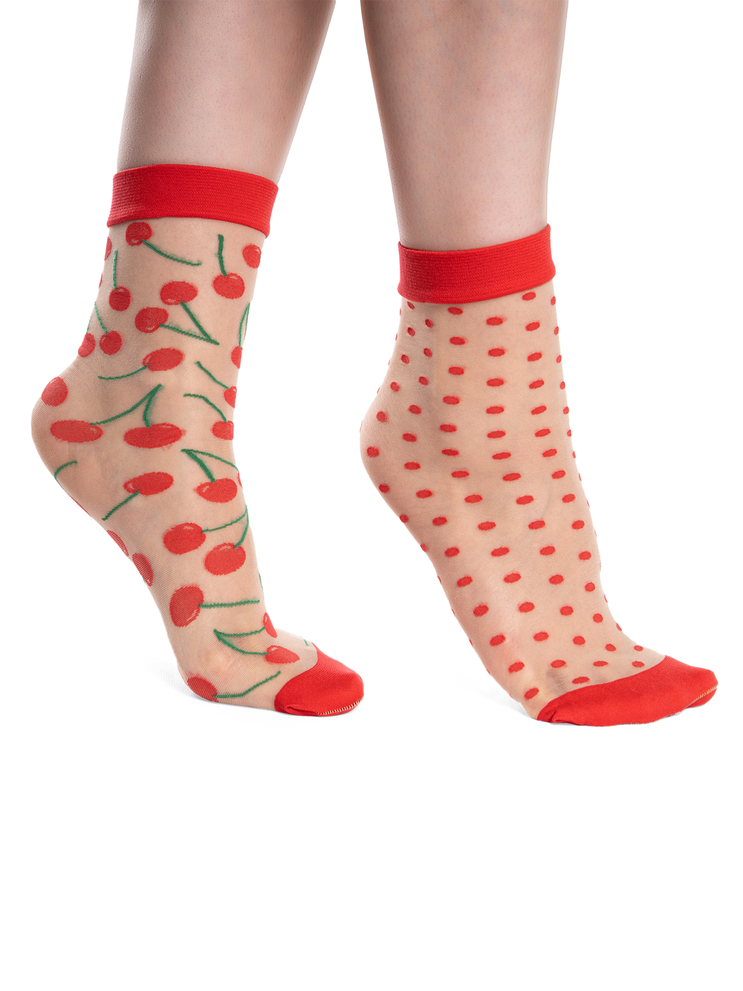 Chaussettes rigolotes en nylon Cerises et pois | Dedoles