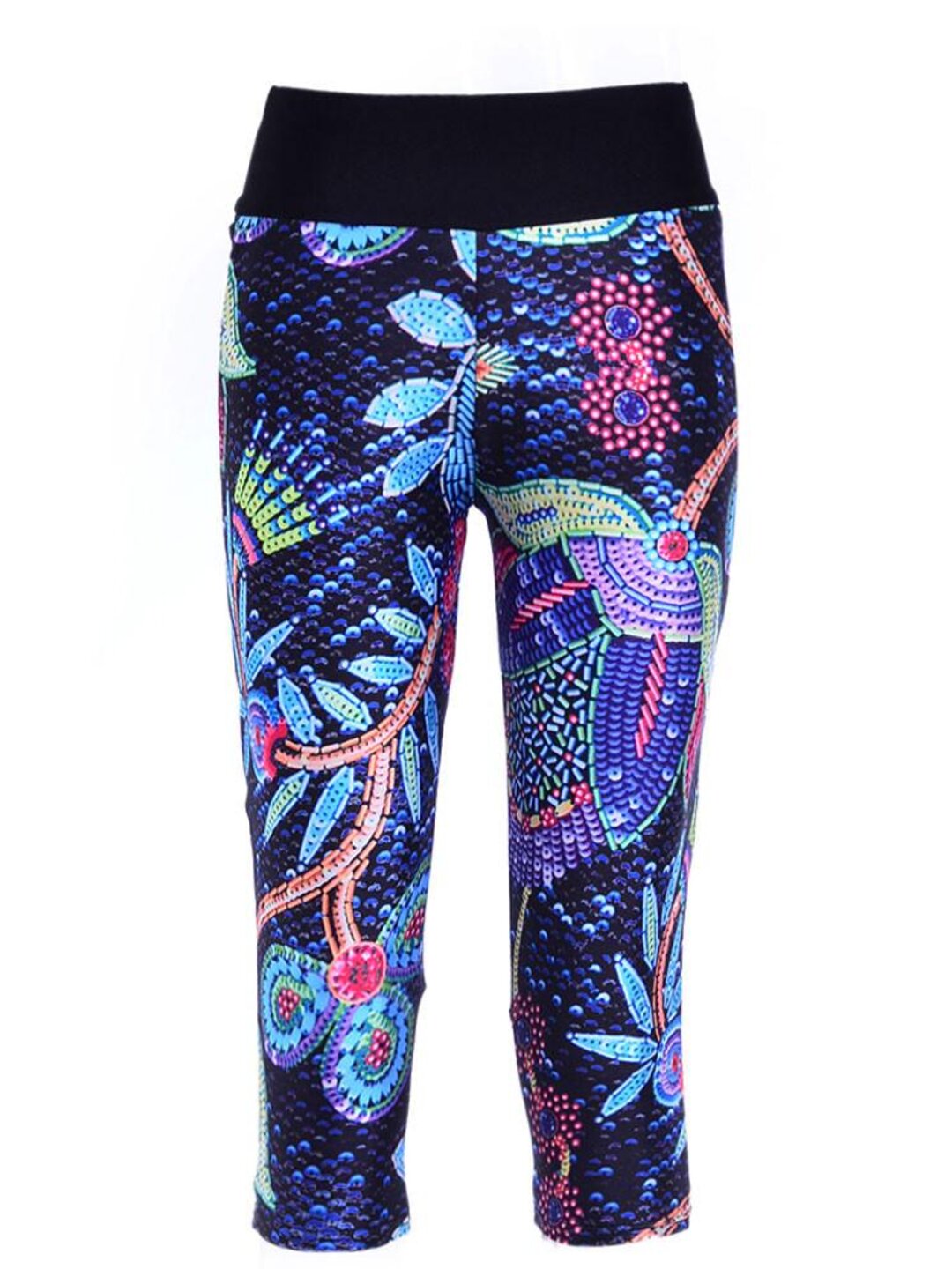 Dámské sportovní capri legíny Neonové květy | Dedoles