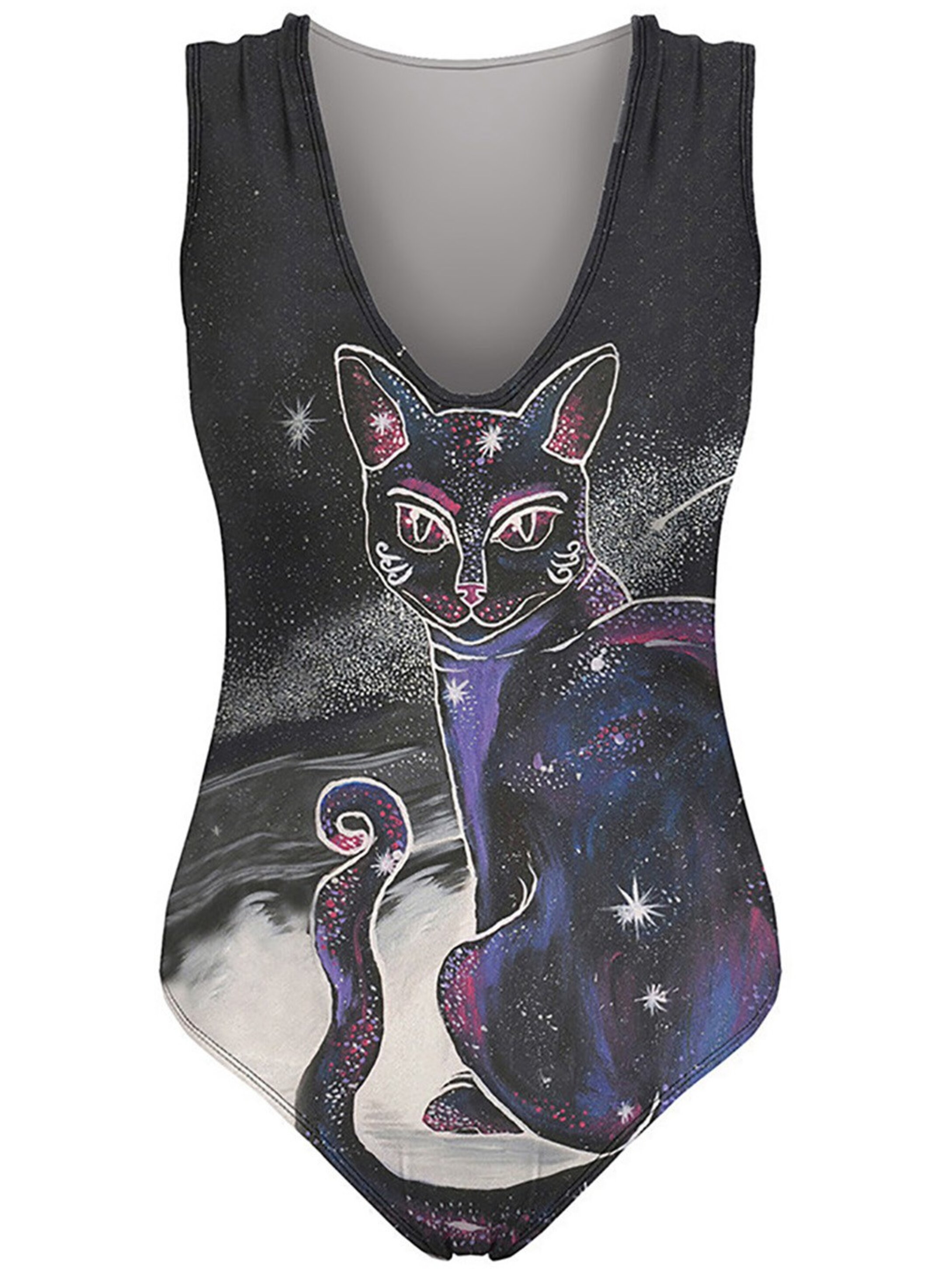 Dámske celé plavky Galaktická mačka | Dedoles