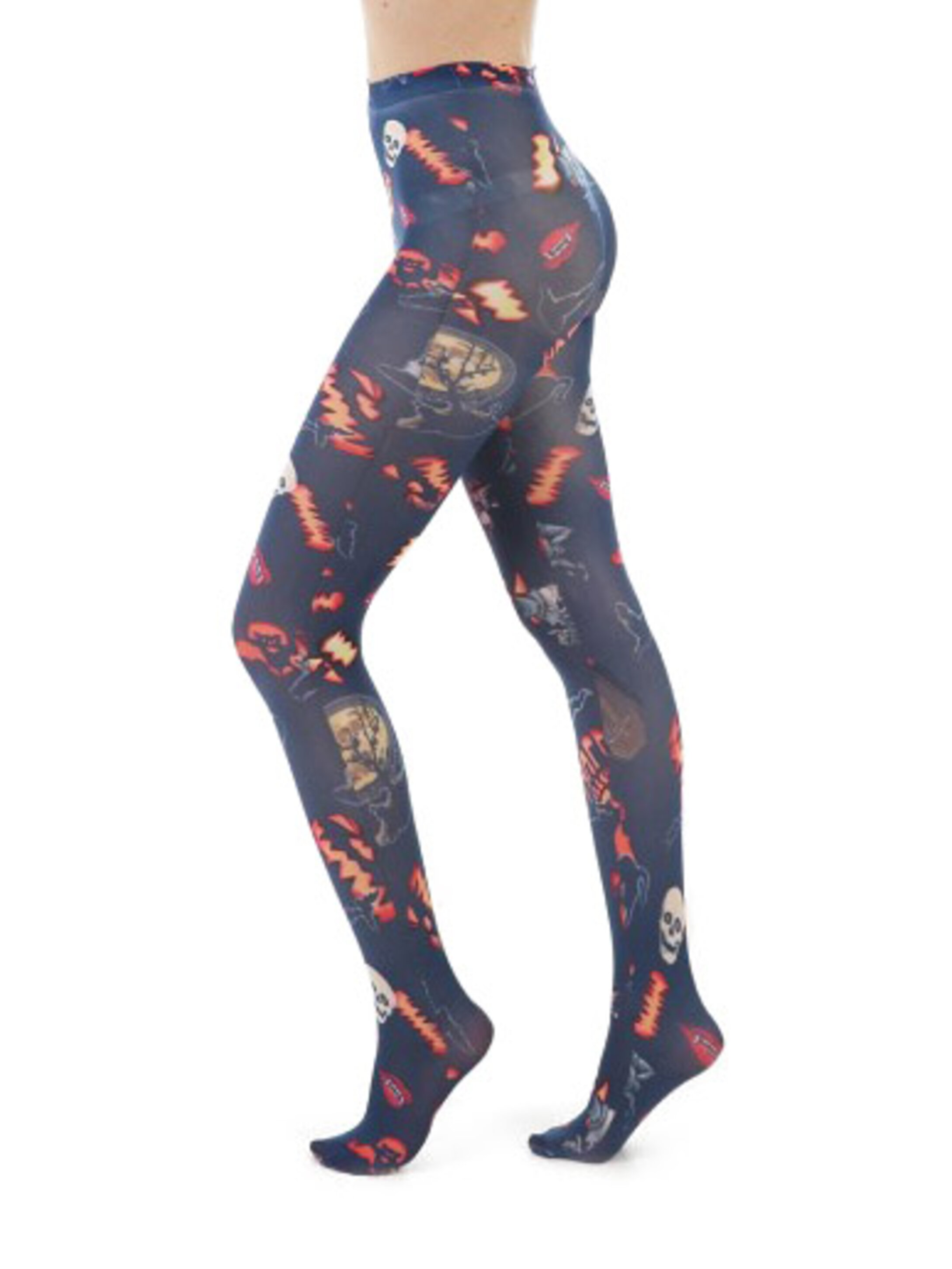 Dámské vzorované punčochové kalhoty Halloween symboly | Dedoles