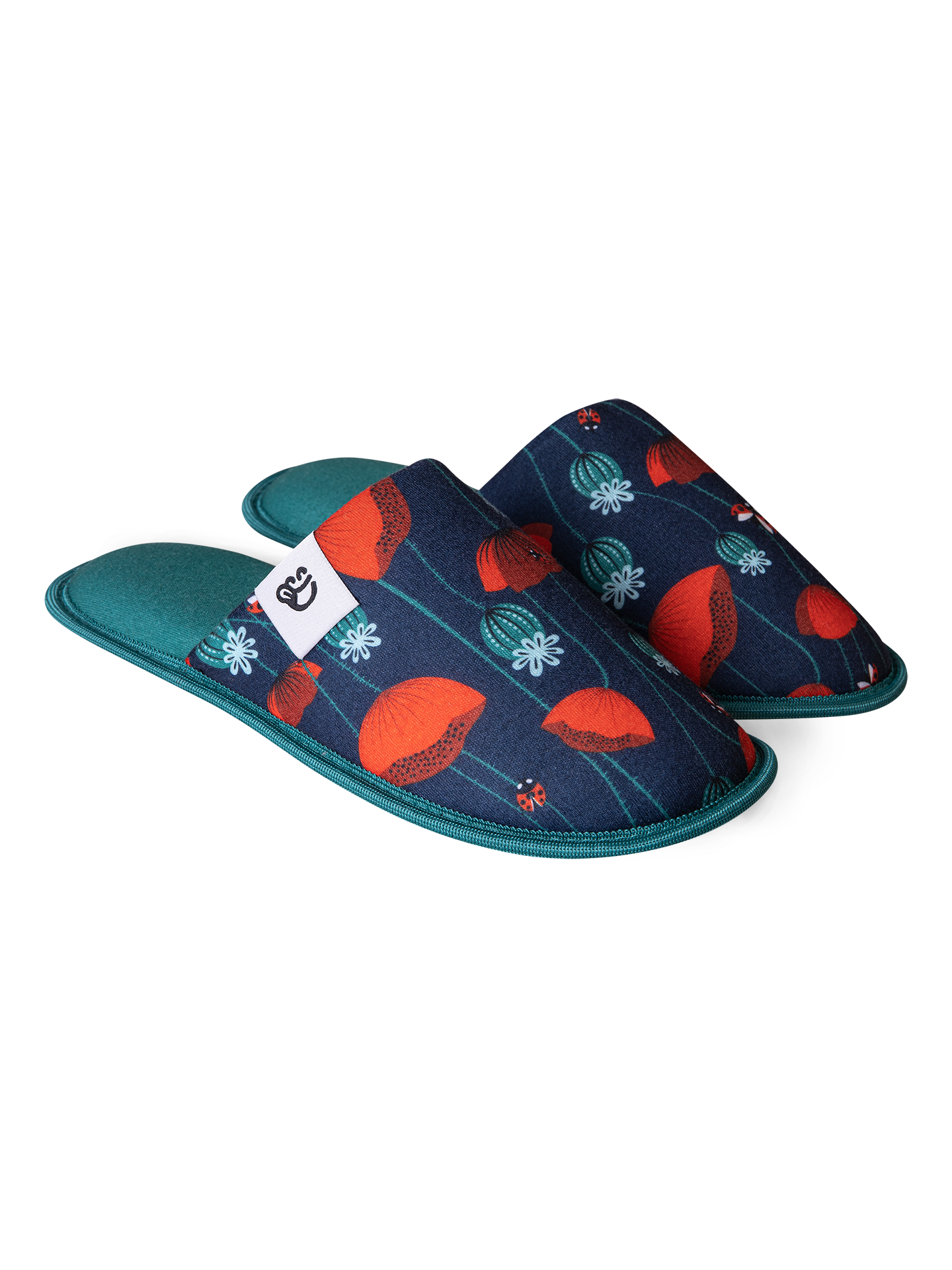 Slippers Ladybugs & Poppy Flowers | Dedoles