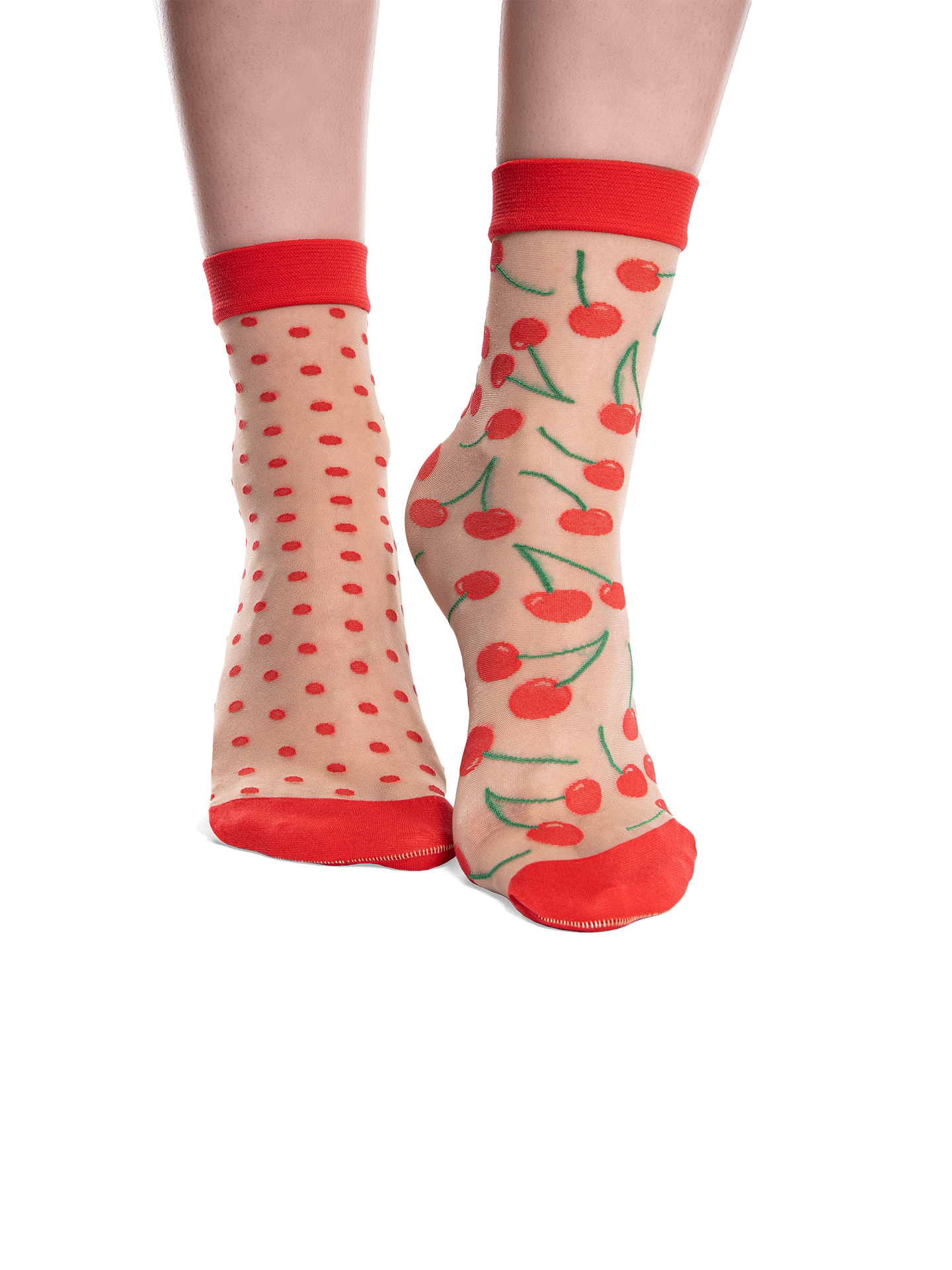 Nylon Socks Cherries And Dots Dedoles