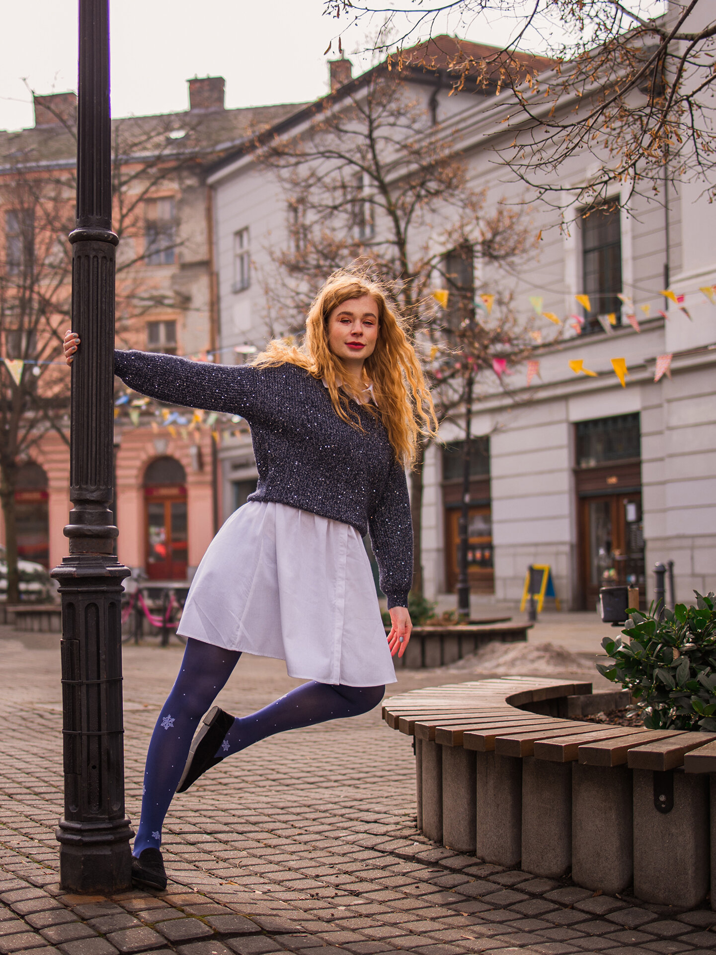 Collants rigolos en nylon Flocons de neige blancs | Dedoles