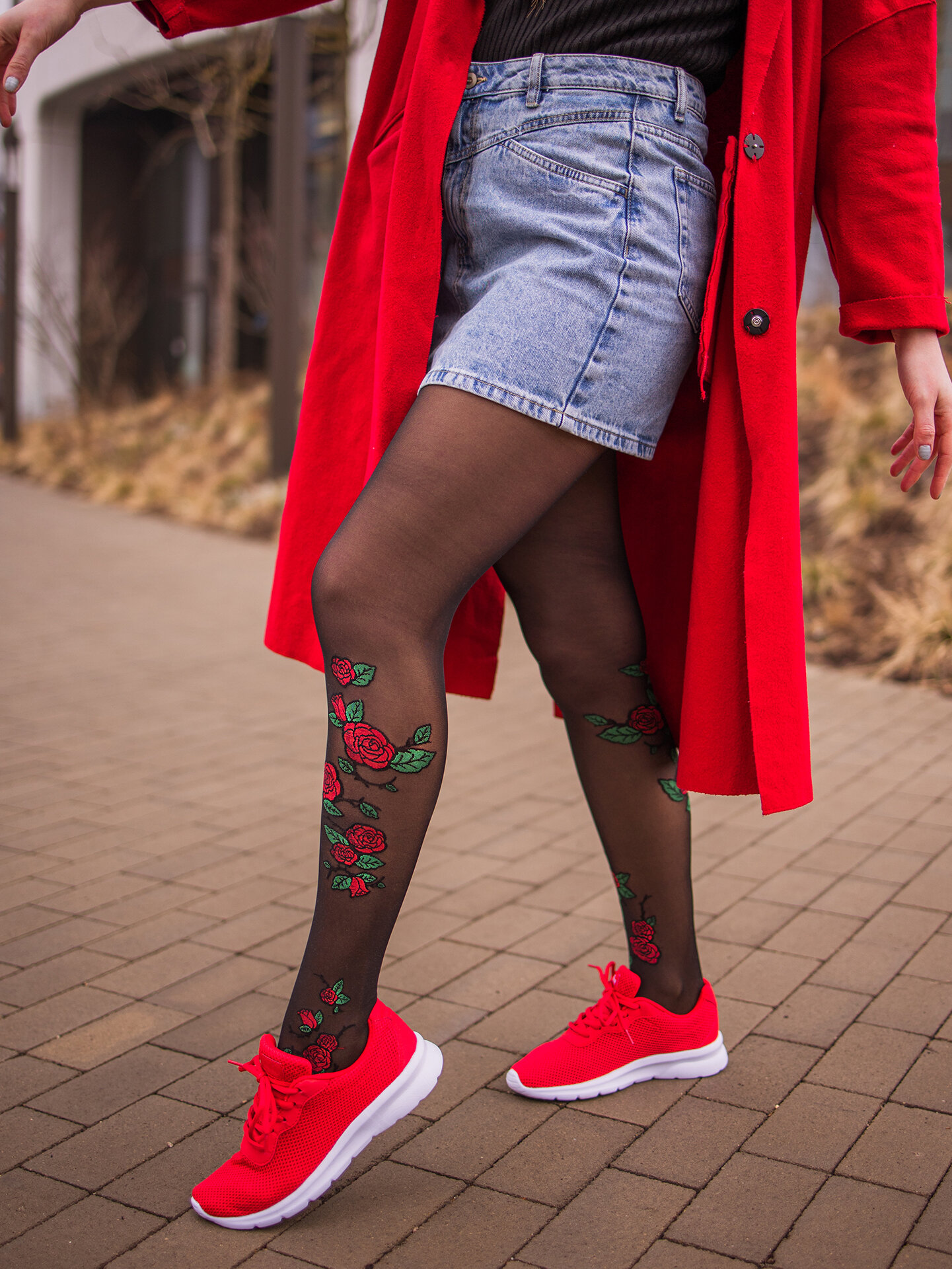 Collants de nylon alegres Rosas Vermelhas | Dedoles