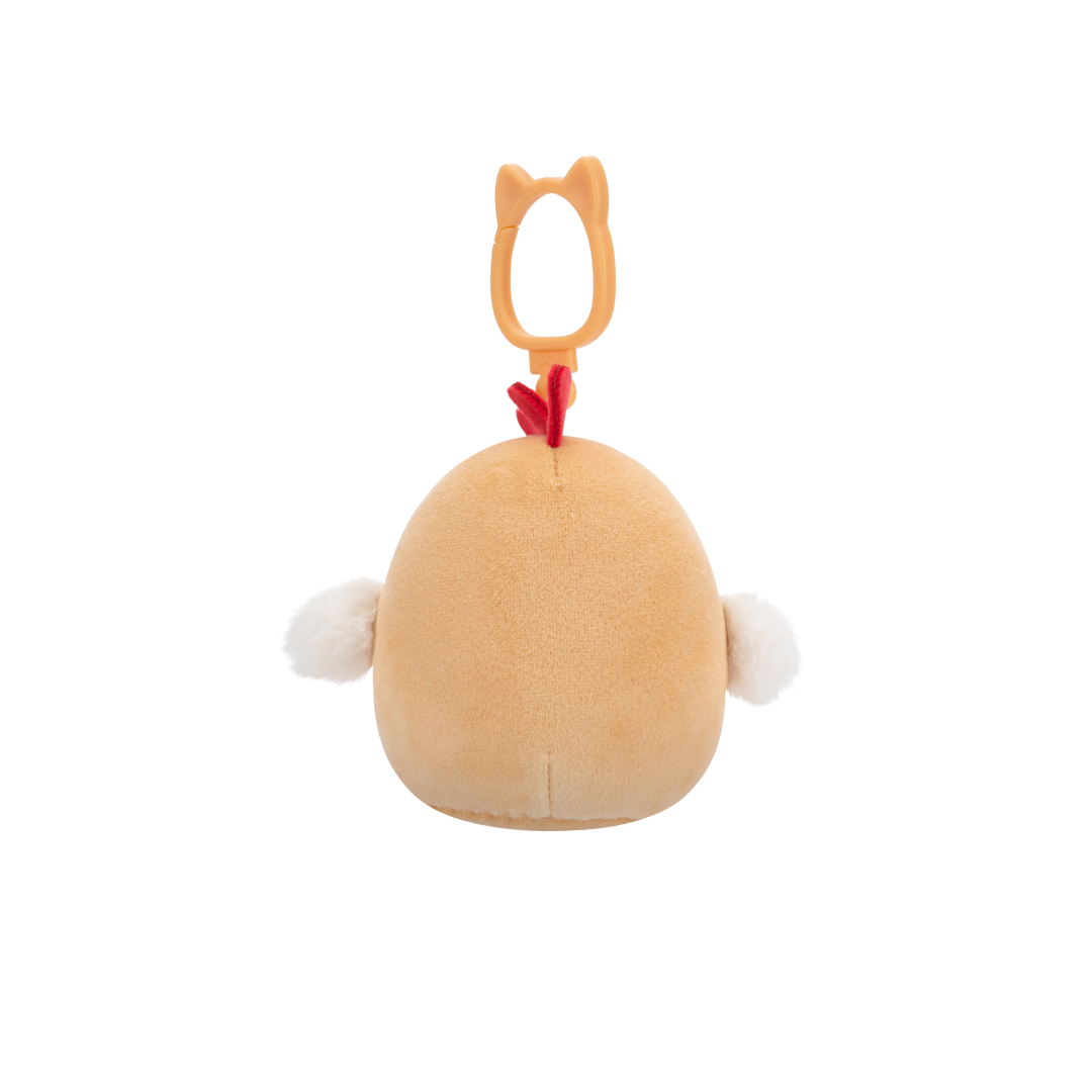 Squishmallows Clip-On Rutie der braune Hahn mit Blumenbauch, 9 cm | Dedoles