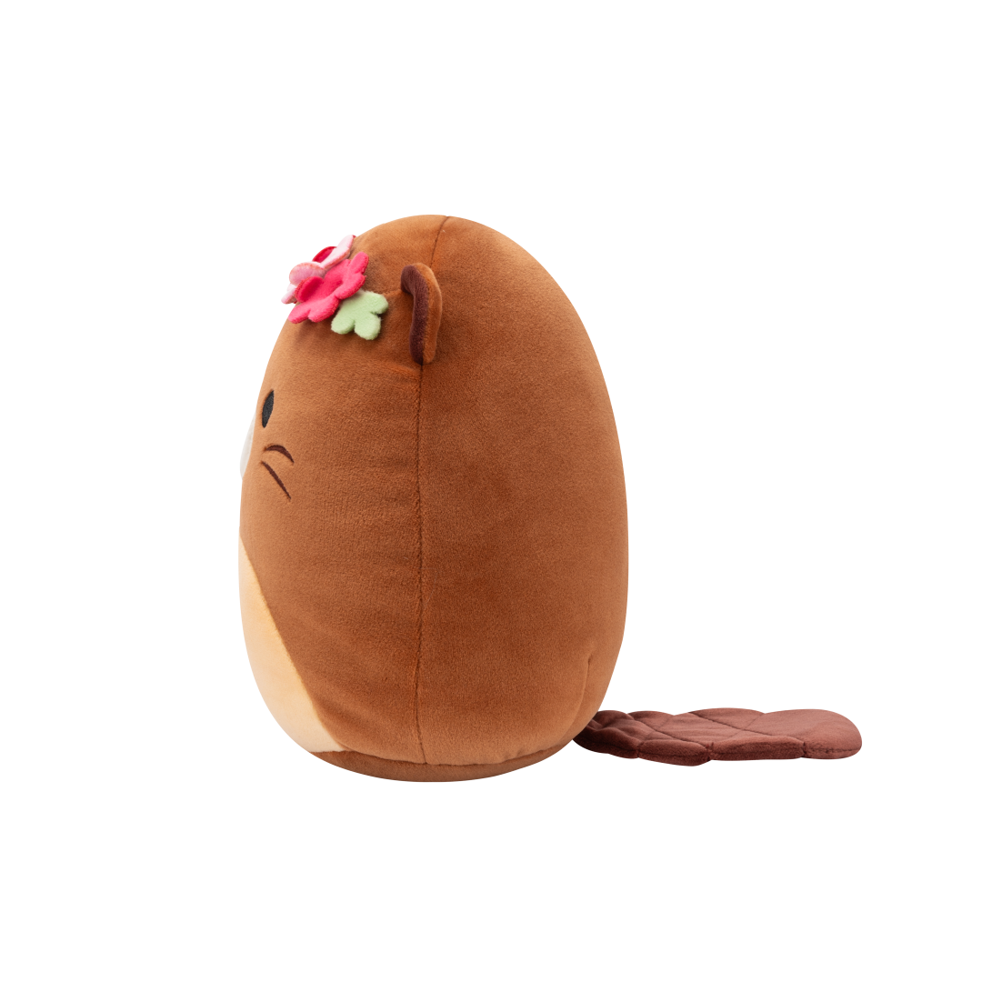 Squishmallows Knabbel de bruine bever met bloemenkroon en hartjes, 20 ...