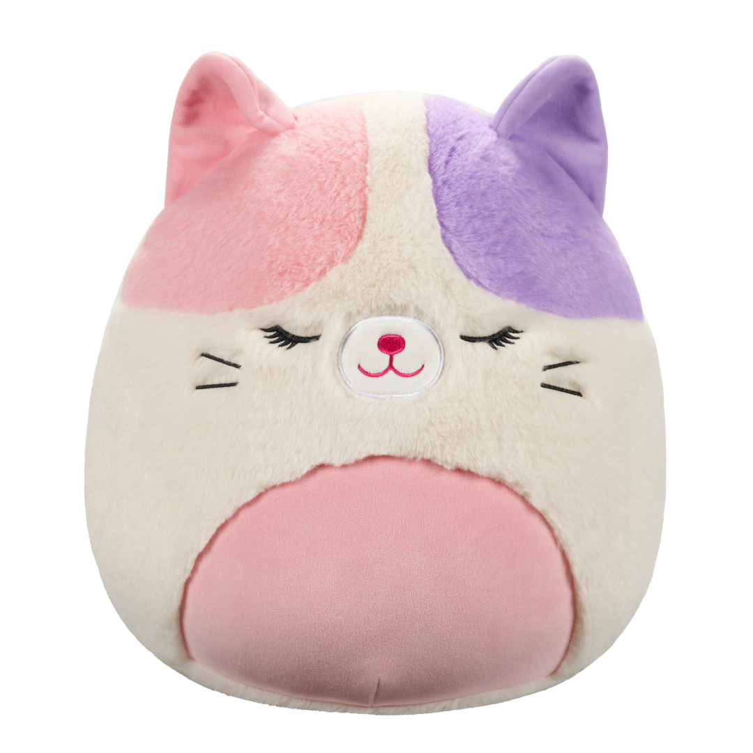 Squishmallows Fuzzamallows Nell the Pink and Purple Calico Cat, 30 cm ...