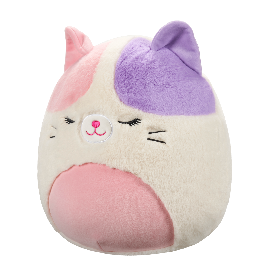 Squishmallows Fuzzamallows Nell the Pink and Purple Calico Cat, 30 cm ...