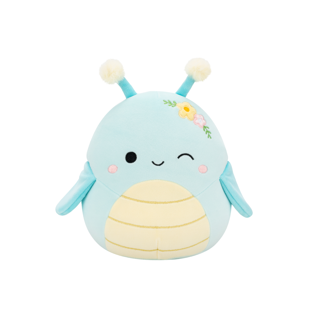 Squishmallows Giles der zwinkernde blaue Grashüpfer mit Blumen, 20 cm ...