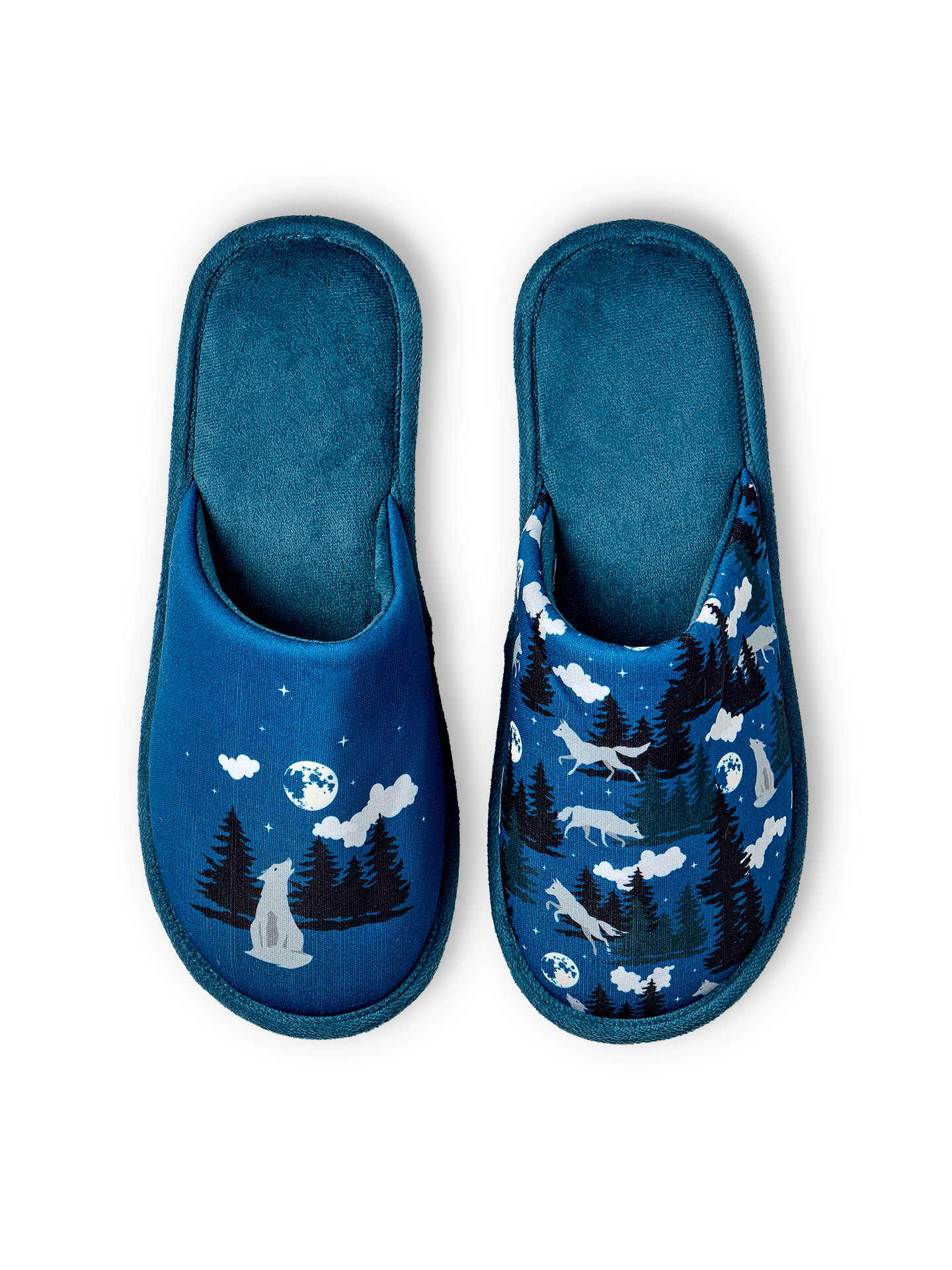 Lustige Hausschuhe Wolf und Mond | Dedoles
