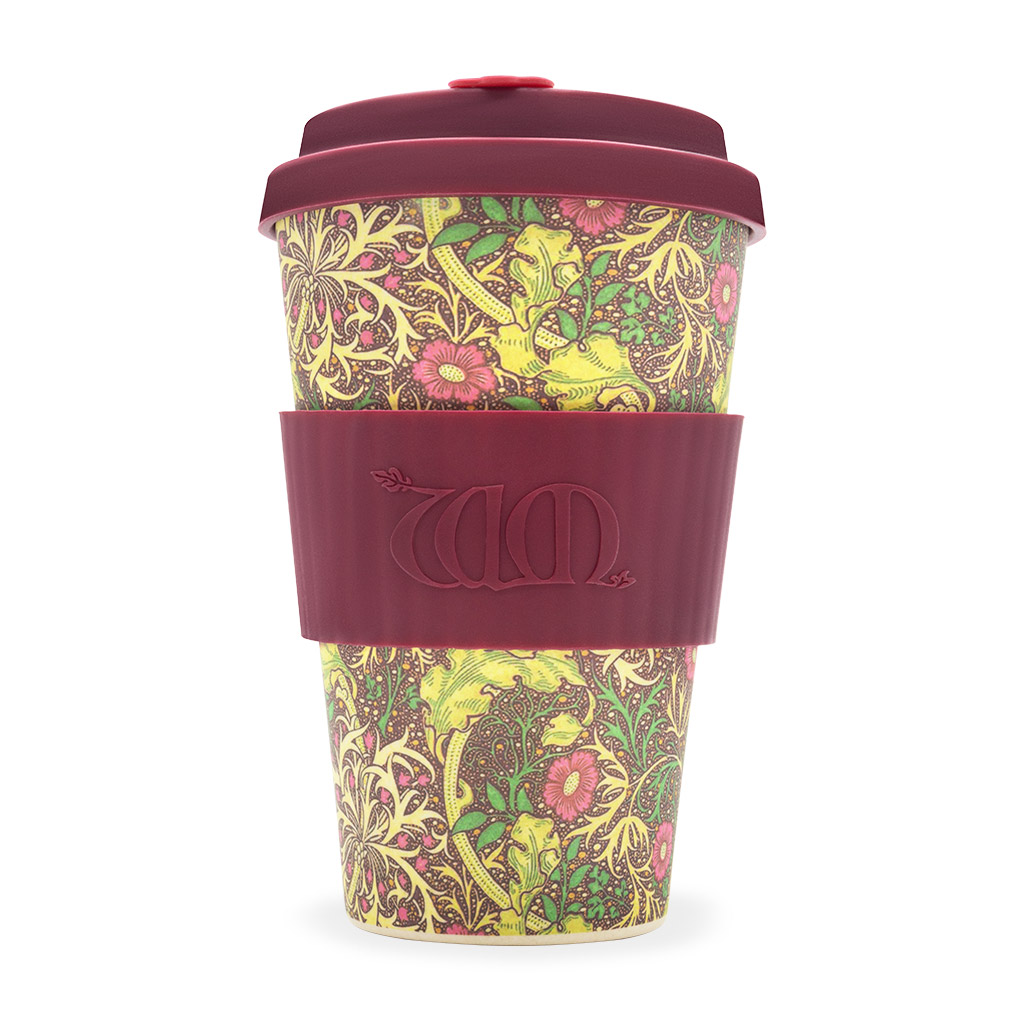 Bambusz ecoffee cup 2.0 Seaweed red William Morris | Dedoles